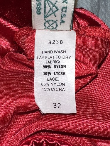 Vintage RED Second Skin SATIN Teddy BODYSUIT HI-CUT WET LOOK Size 32 ...