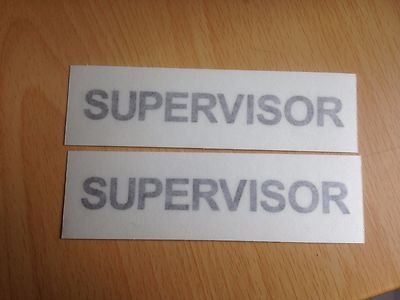 Supervisor Hard Hat Helmet Vinyl Stickers Decals x2 @ 100 x 11mm Black ...