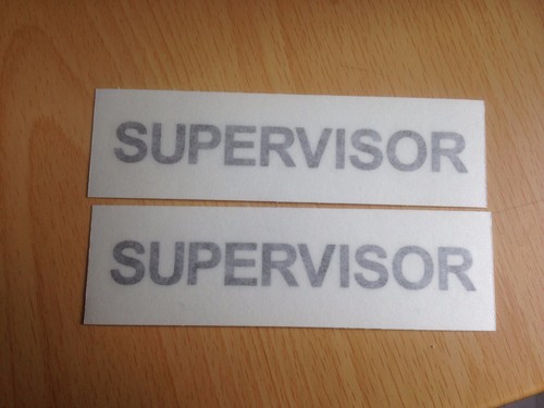 Supervisor Hard Hat Helmet Vinyl Stickers Decals x2 @ 100 x 11mm Black ...