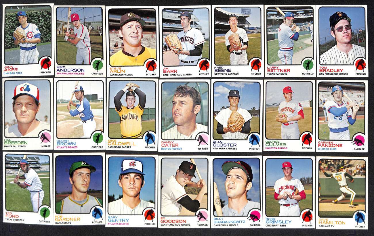 1973 Topps EX avg lot of 55 (54 different) blank back baseball cards ...