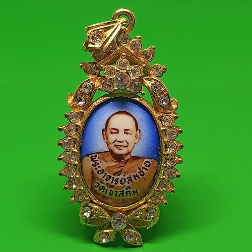 Locket Image Gemstone Brooch Pins LP SOMCHAI Thai Amulet lucky Pendant ...