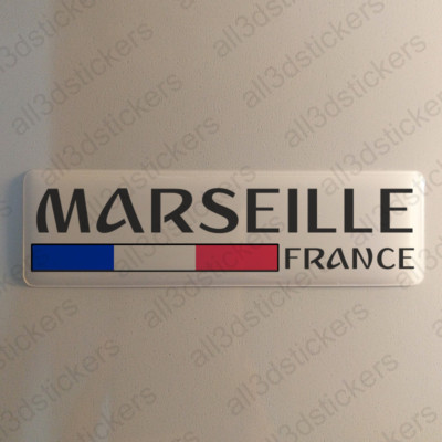 Marseille France Autocollant 120x30mm Drapeau 3D Adhésif Relief Autocollants | eBay