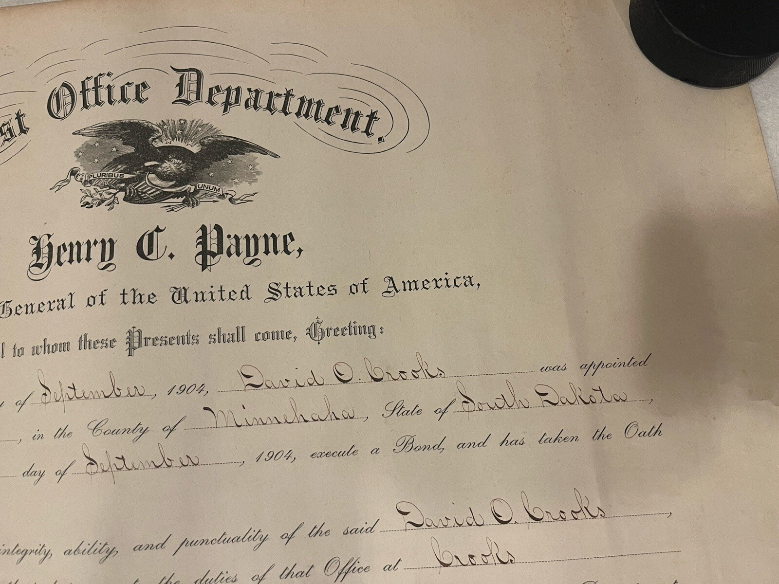 🔥RARE MUSEUM WORTHY ORIG 1904 US POST OFFICE POSTMASTER GENERAL ISSUE ...