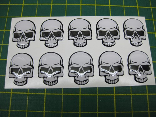 10 SMALL DOMED SKULL STICKERS BLACK & WHITE 26mm x 20mm ALL MODELS | eBay