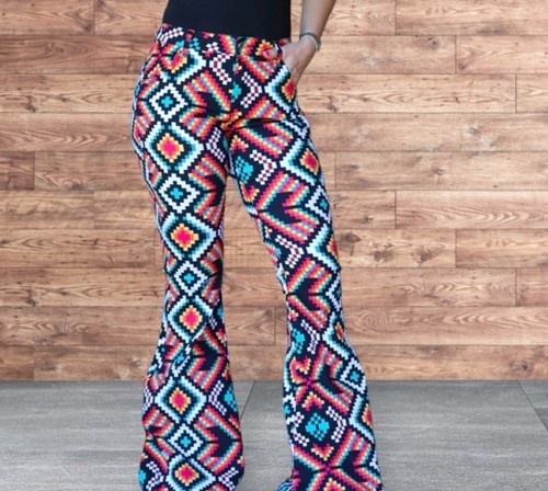 Ranch Dress'n Womens Pants 12 Aztec Western Fallon Taylor Wide Flair ...