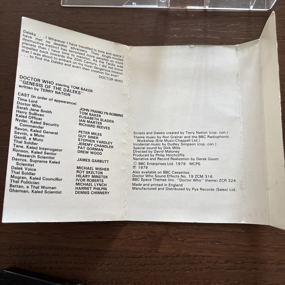 Doctor Who: Genesis of the Daleks Cassette Highly Collectable | eBay UK