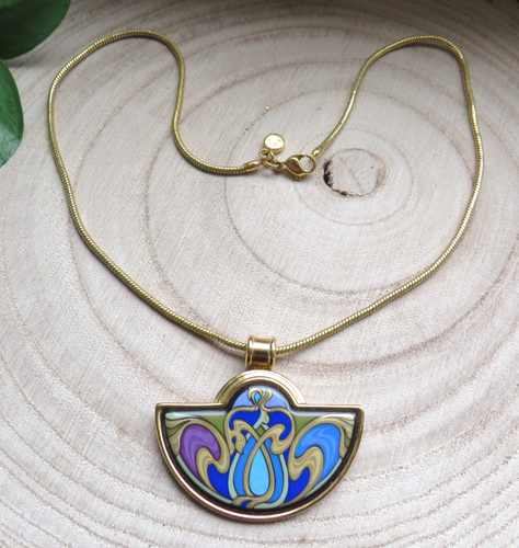 Frey Wille Anhänger + Kette Big Half Moon Alphonse Mucha Aquamarin ...