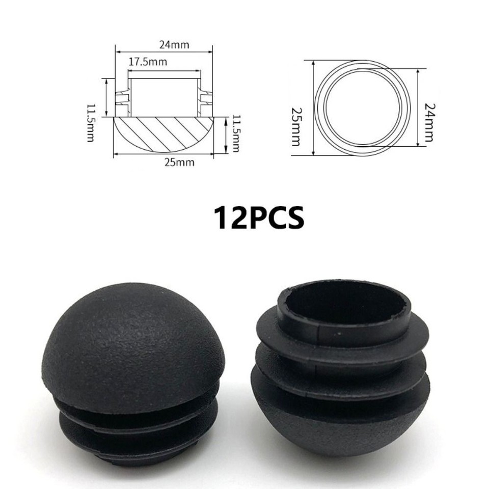 12 Pcs Black Furniture Round Pipe Plug Cushion Table Chair Leg Tube ...