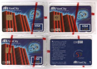 $80. VISA Cash VanCity 50th Anniversary Set of 3 SEALED Bank Card | eBay