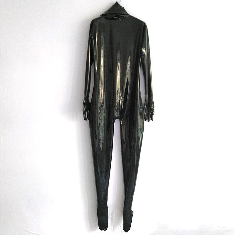 Full Cover Latex Catsuit Back Zipper Bodysuit Rubber Jumpsuit Club Wear ...