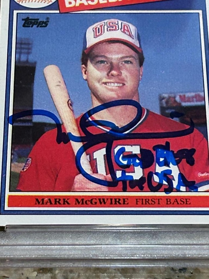 MARK MCGWIRE OAKLAND ATHLETICS SIGNED 1985 TOPPS TEAM USA ROOKIE GEM ...