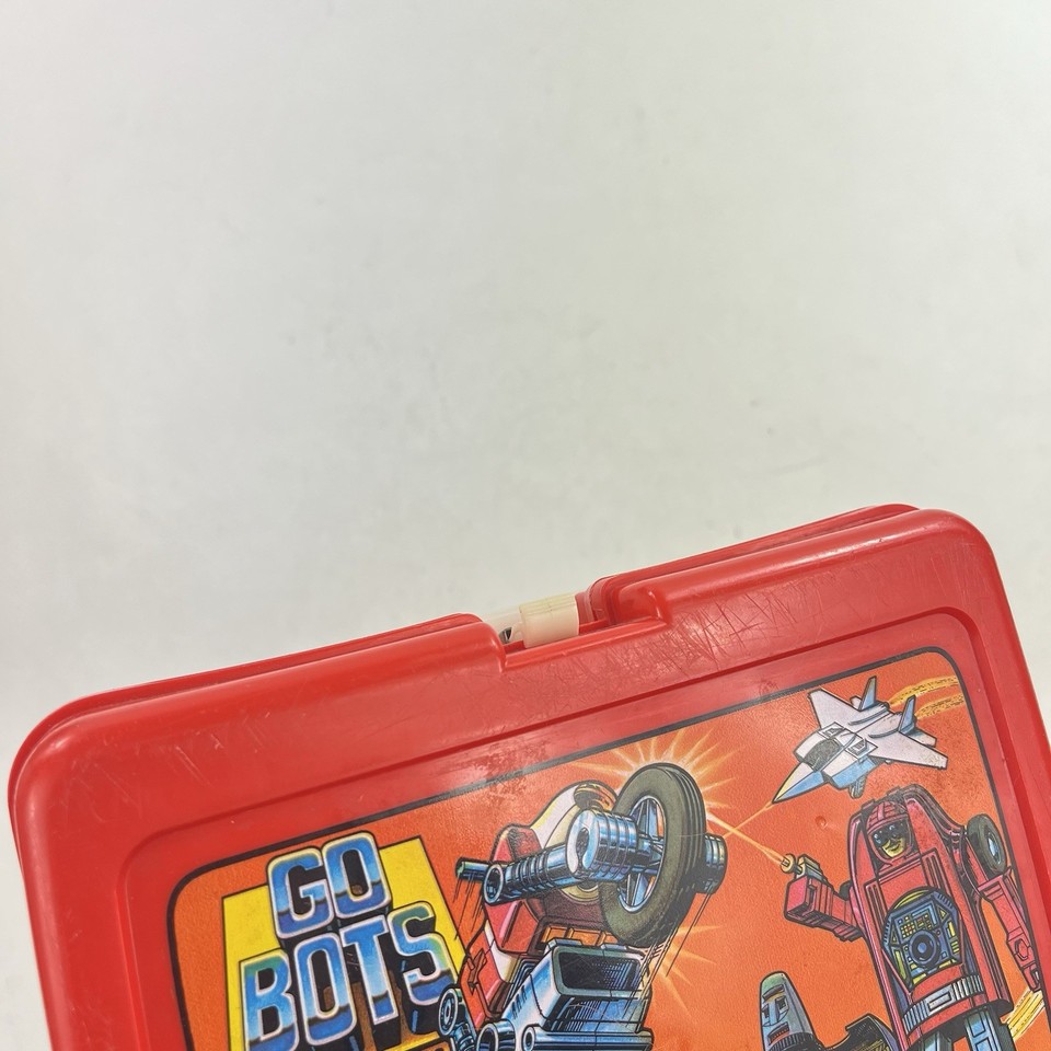 Vintage Go Bots Mighty Robots Vehicles Lunch Box Plastic Tonka 1984 NO ...