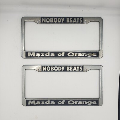 2xNo Body Beats Mazda Of Orange California Plastic Silver License Plate ...
