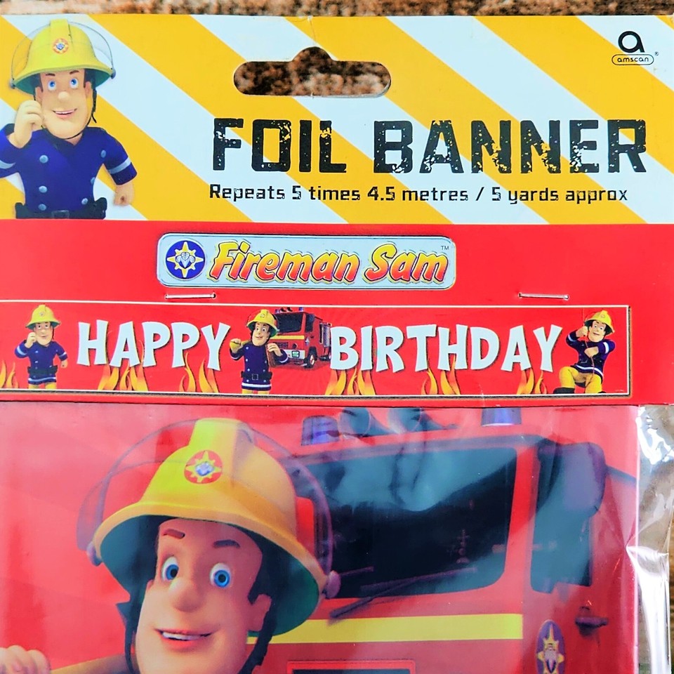 Amscan Fire Fighter Dept Truck Fireman SAM Happy Birthday Party Foil ...