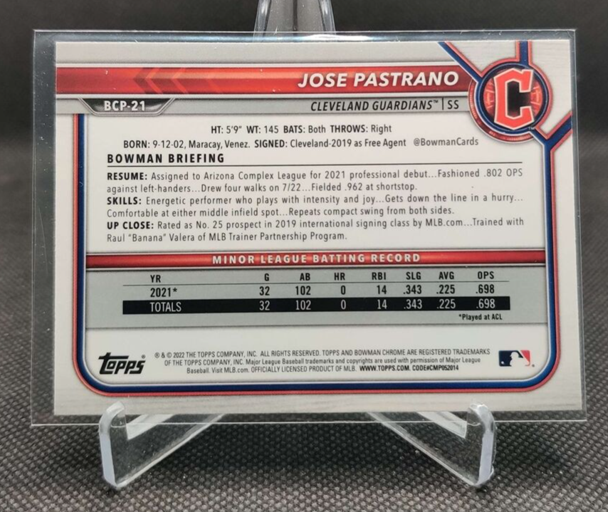 2022 Bowman Chrome 1st Mojo #BCP-21 Jose Pastrano Guardians baseball ...
