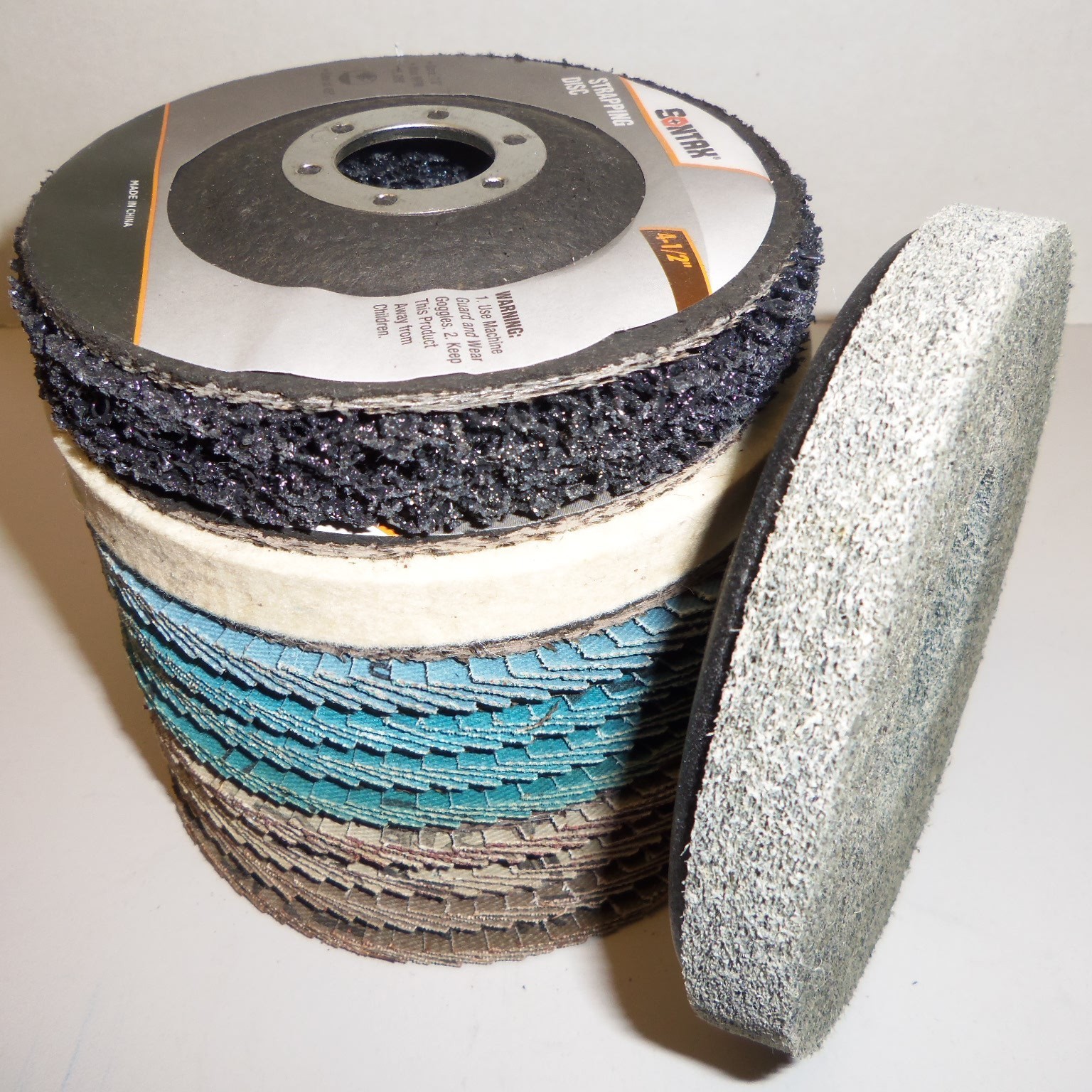 11pc 4-1/2" x 7/8" Flap Disc & Polish Set Strapping Sponge Aluminum ...