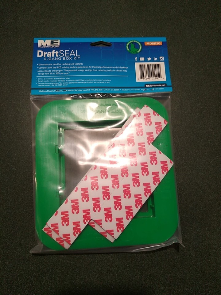 Draft Seal 2 Gang Box Kit. Reduce Drafts Thru Outlets.Insulate,Home ...