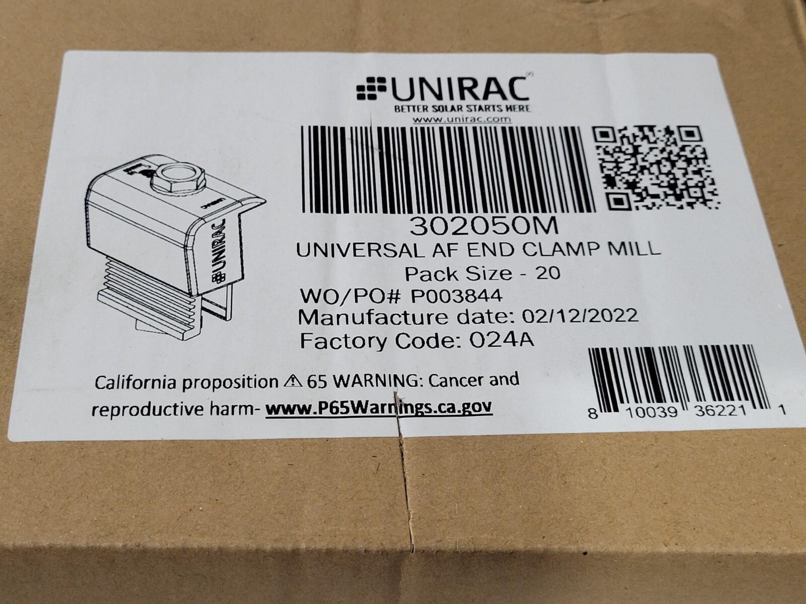 Unirac 302050M Universal AF End Clamp Mill QTY 20 | eBay