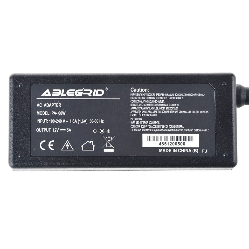 12V 5A AC Adapter for US LOGIC PV1710 LCD Monitor Cord Power Supply ...