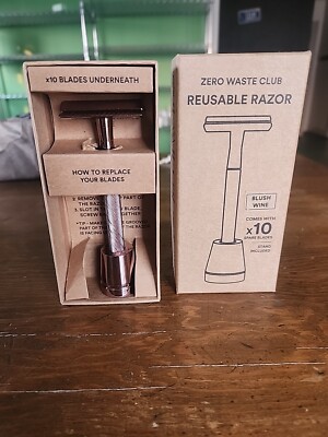 ZERO WASTE Club 3-PIECE SAFETY RAZOR With 10 Blades Copper Color Metal ...
