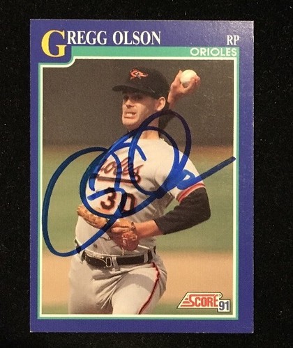 GREGG OLSON 1991 SCORE AUTOGRAPHED SIGNED AUTO BASEBALL CARD 490 ...