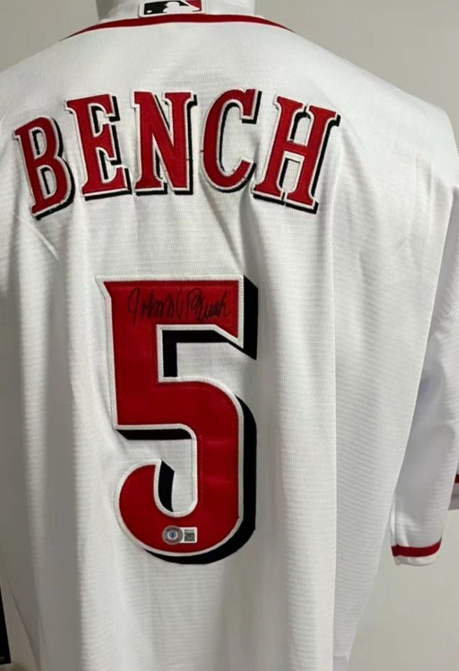 Johnny Bench Signed Custom Jersey NWT Beckett COA XL | eBay