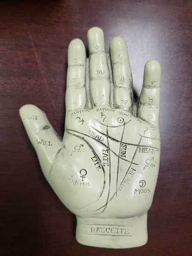 NEW Palmistry Hand Model Resin Sculpture w/ Booklet Fortune Telling ...