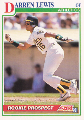 1991 Score #350 Darren Lewis MLB Oakland Athletics + (Yes 3 Free ...