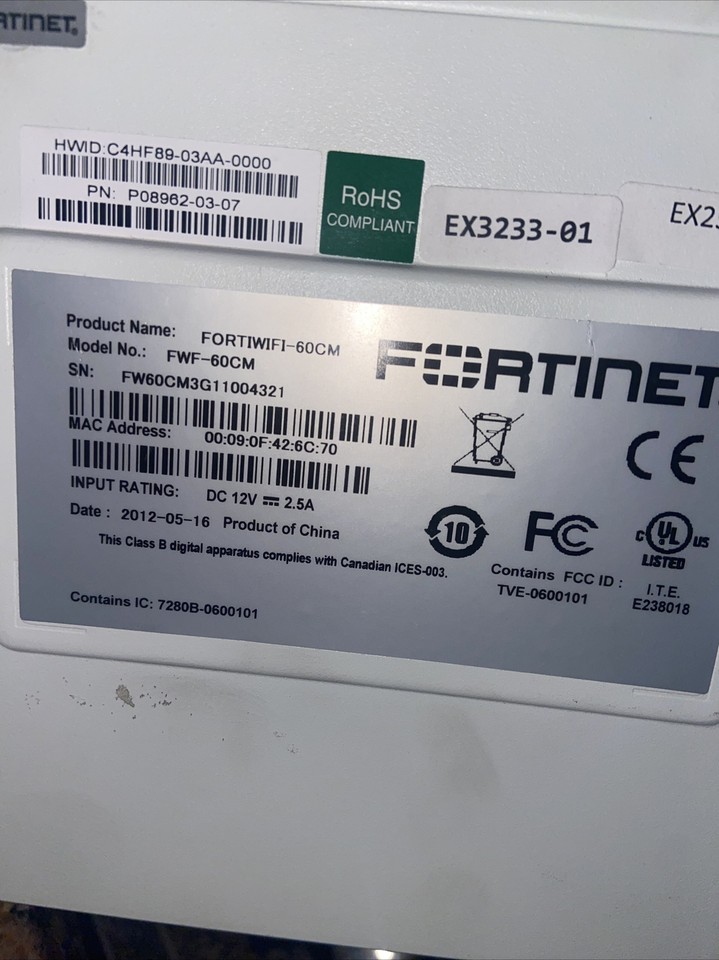 Fortinet Fortiwifi 60D FWF-60D Security Appliance Firewall Wifi VPN | eBay