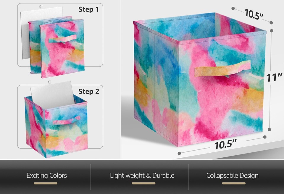Sorbus Fabric Storage Cubes Foldable Tie Dye Storage Bins Collapsable ...