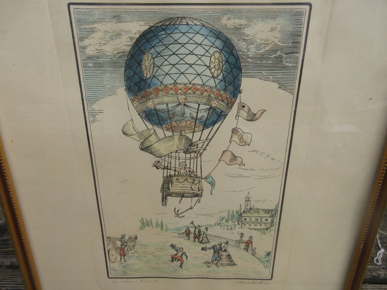 Antique Biliverti Franco Rainaldi Hand Colored French Balloon Print 10 ...