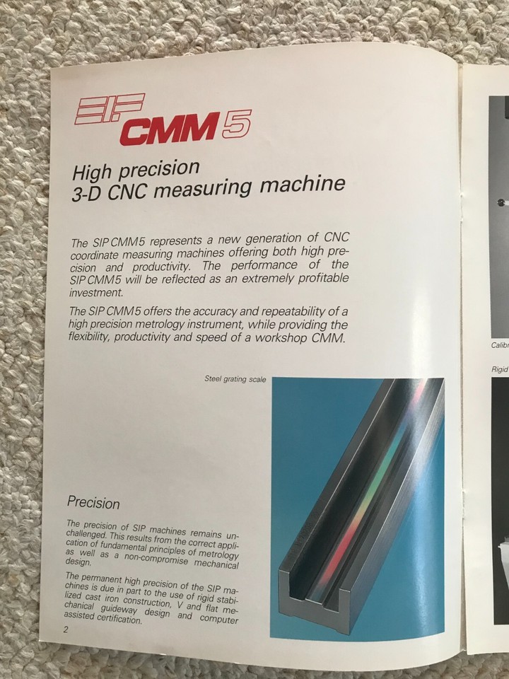 SIP CMM5 High Precision 3-D CNC Measuring Machine Sales Catalog, Swiss ...