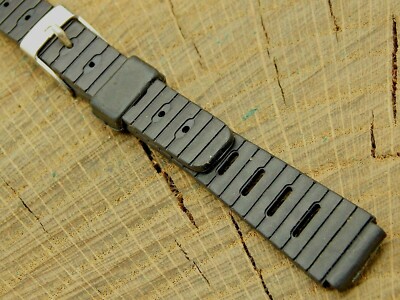 NOS Unused Vintage Black Rubber Watch Band w Silver Tone Buckle 12mm | eBay