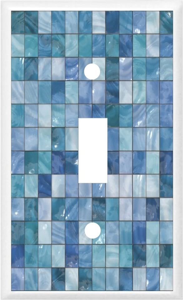 IMAGE OF GLASS TILE BLUE LIGHT SWITCH COVER PLATE PLASTIC PLATES | eBay