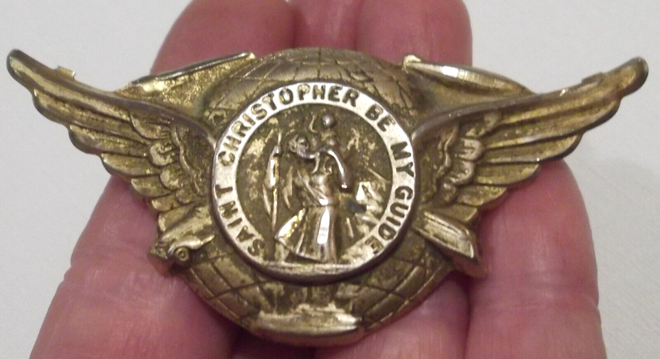 Vintage Saint Christopher Be My Guide Medal WWII 1940s Hat Badge Car ...