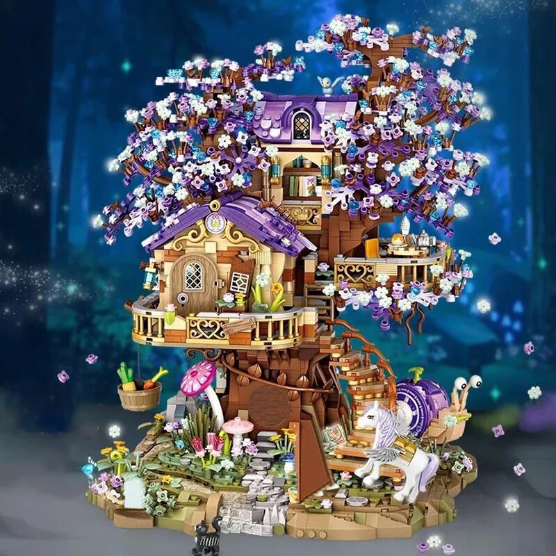 Creative LOZ MINI Elves Treehouse Sets Building Block MOC Girls Dream ...