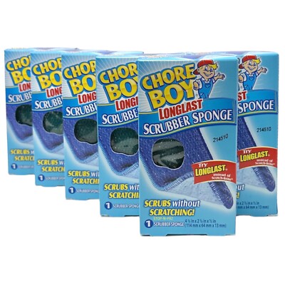 Chore Boy Longlast Scrubber Sponge Double Sided Sponges 6 Total Green ...