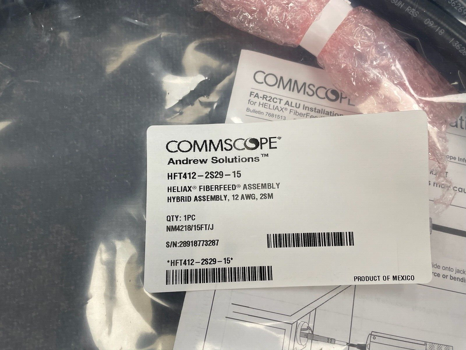 Commscope HFT412-2S29-15 Heliax Fiberfeed 15' Hybrid Cable Assembly ...