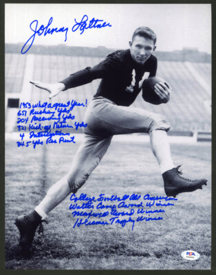 Johnny Lattner SIGNED 11x14 Photo Notre Dame STAT Heisman 53 PSA/DNA ...