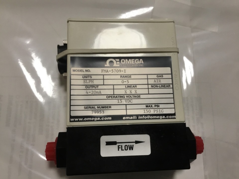 OMEGA MASS FLOWMETER FMA-5709-I UNITS SLPM AIR 15 VDC 150 PSIG MAX | eBay
