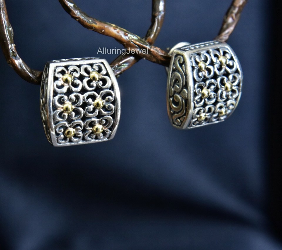 RARE BJC Samuel B Behnam intricate OMEGA 18K gold dots 925 silver ...