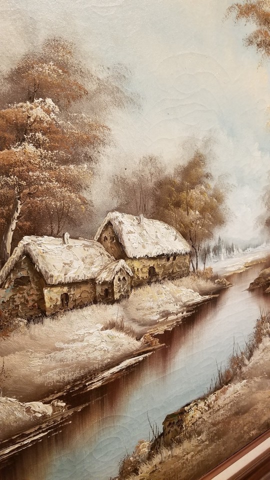 C Inness Signed Orig. Oil Painting Woodland Landscape, River, Woman ...