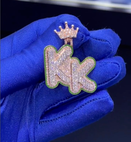 Birthday Gift For Him Real Moissanite Personalized Enamel KK Pendant ...