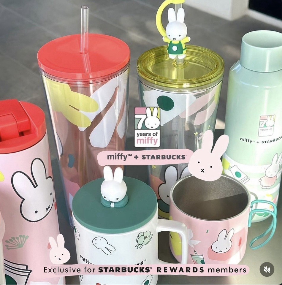 Starbucks Miffy Pink Cold Cup Bunny White Cup 24 oz Venti 70th ...