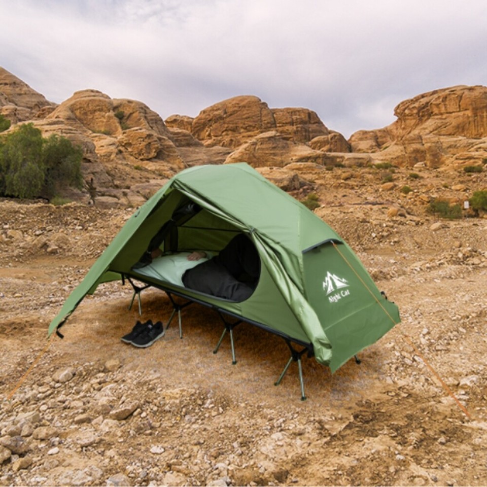 4-in-1 Camping Cot Tent, Foldable Elevated Tent/Set for 1 Person With ...