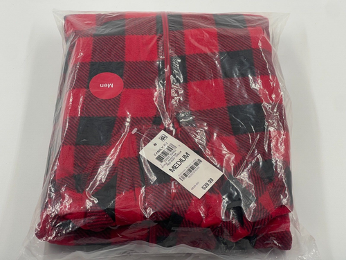 FAMILY PJs Intimates Red Rib-Knit Cuffs Check Holiday Medium | eBay