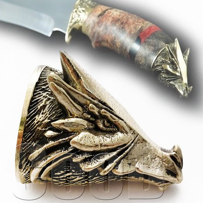 DRAGON Knife Pommel Finger Guard Solid Bronze for Custom Knives Making ...