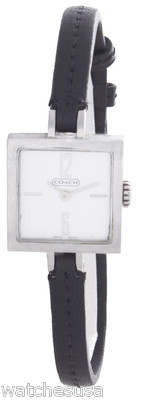 Coach Women's Square White Dial Black Leather Strap Watch 0202 | eBay