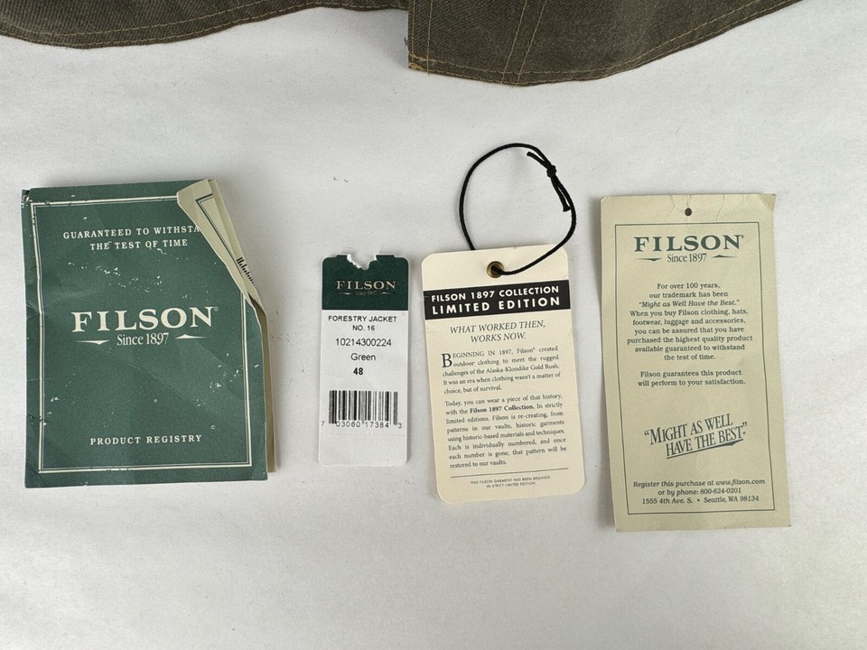 Filson 10214300224 Forestry Jacket 16 1897 Limited Edition Size 48 | eBay