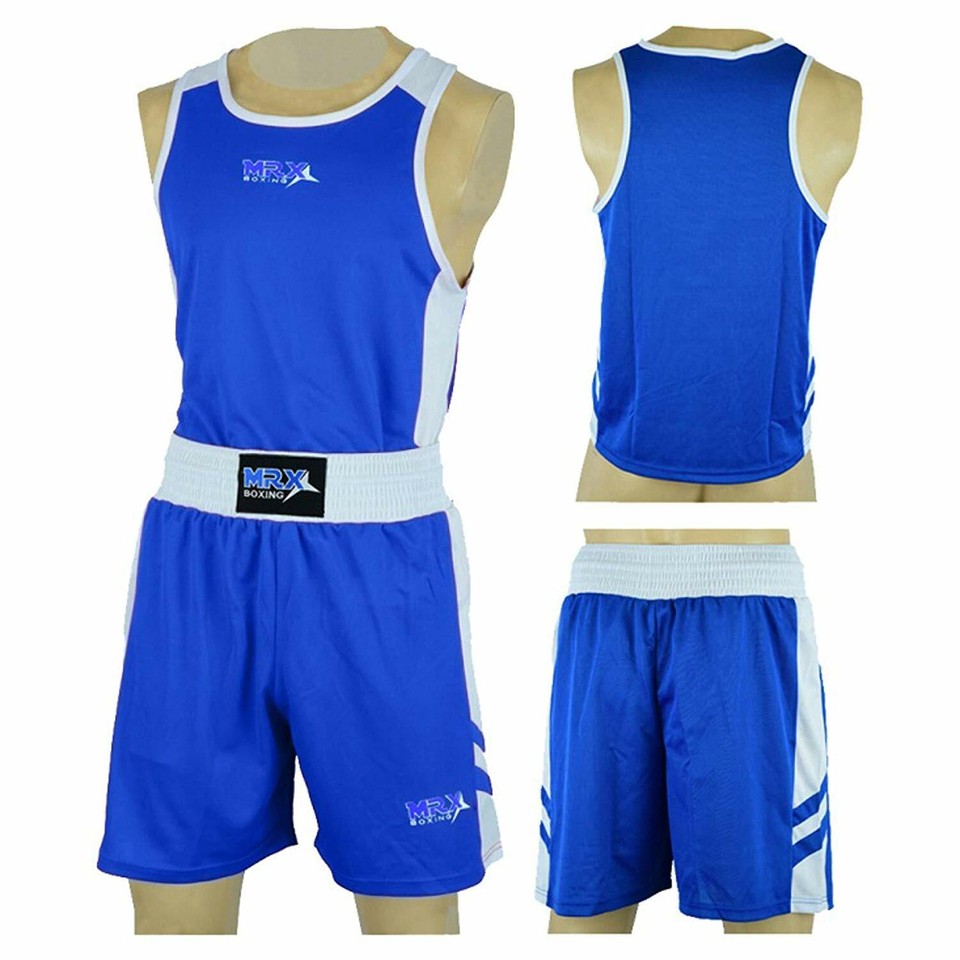 MRX Mens Boxing Jersey Trunk Tank Top Set Suit Shorts Fighting ...